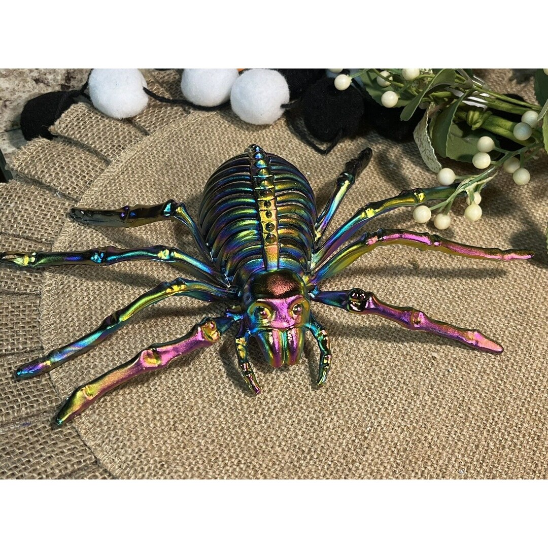 Iridescent Plastic Spider Tarantula Fake/prank/halloween 9.5" W X 5.5 T ...