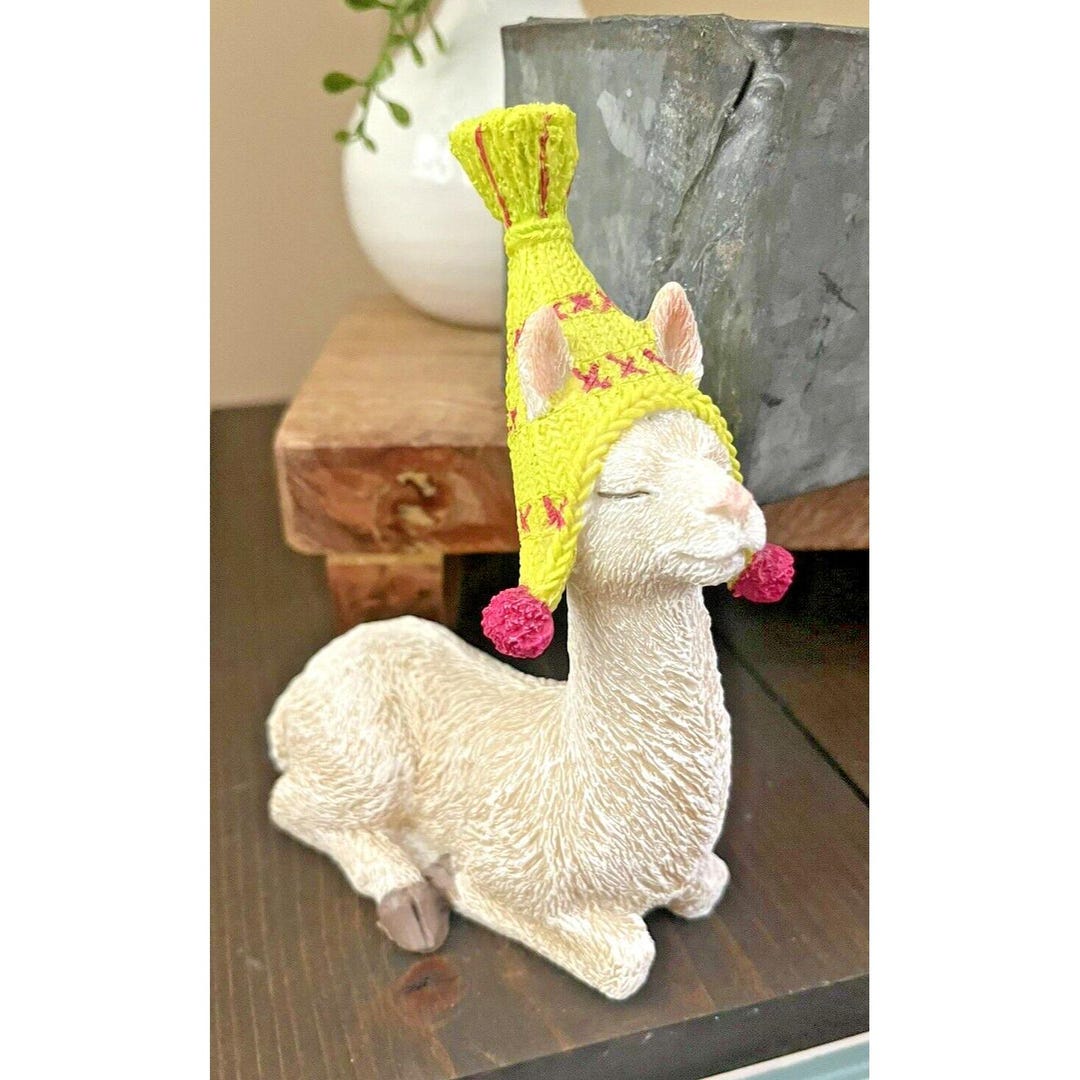 Llama Figure Animal Collectible Peruvian Hat Llama Llama Alpaca Figure ...