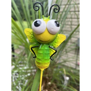Green Bug Metal Garden Pick Metal Garden Pick 12-3/4" Flower Pot Stake ...