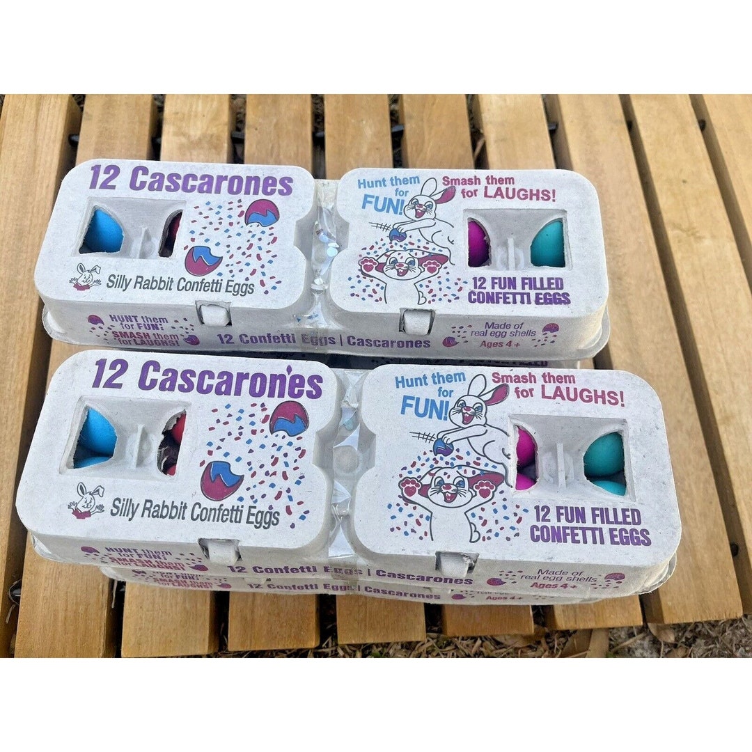 4 Dozen Silly Rabbit Confetti Eggs Cascarones 48 Colorful Easter Eggs ...