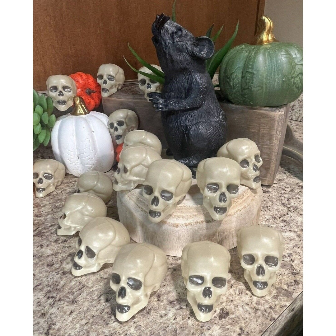 16 Pcs Mini Human Skulls Plastic Skeleton Skull Heads Halloween Skull ...