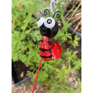 Ladybug Metal Garden Pick Metal Garden Pick 12-3/4" Flower Pot Stake ...