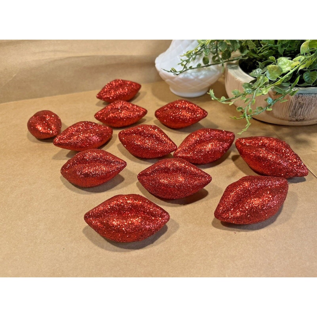 Red Hot Lips Featuring Red Glitter With Pouty Lips Foam Lips for ...