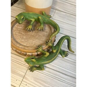 2x Yard Sculpture Green Lizard WHIMSICAL Garden Statue Resin Garden ...