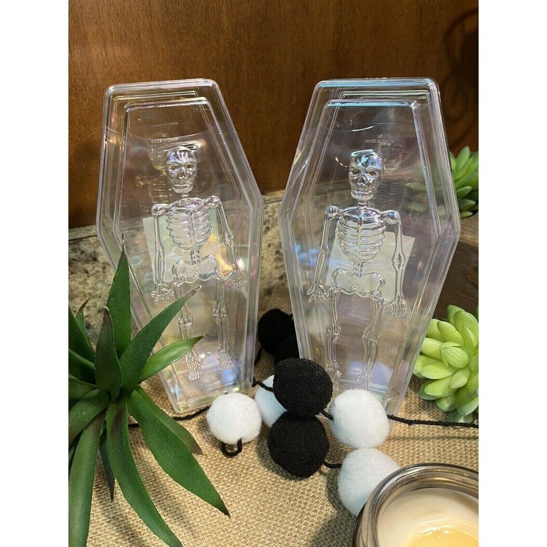 2 Coffins Treat Box Containers Plastic Caskets Halloween Coffins 7.6 ...