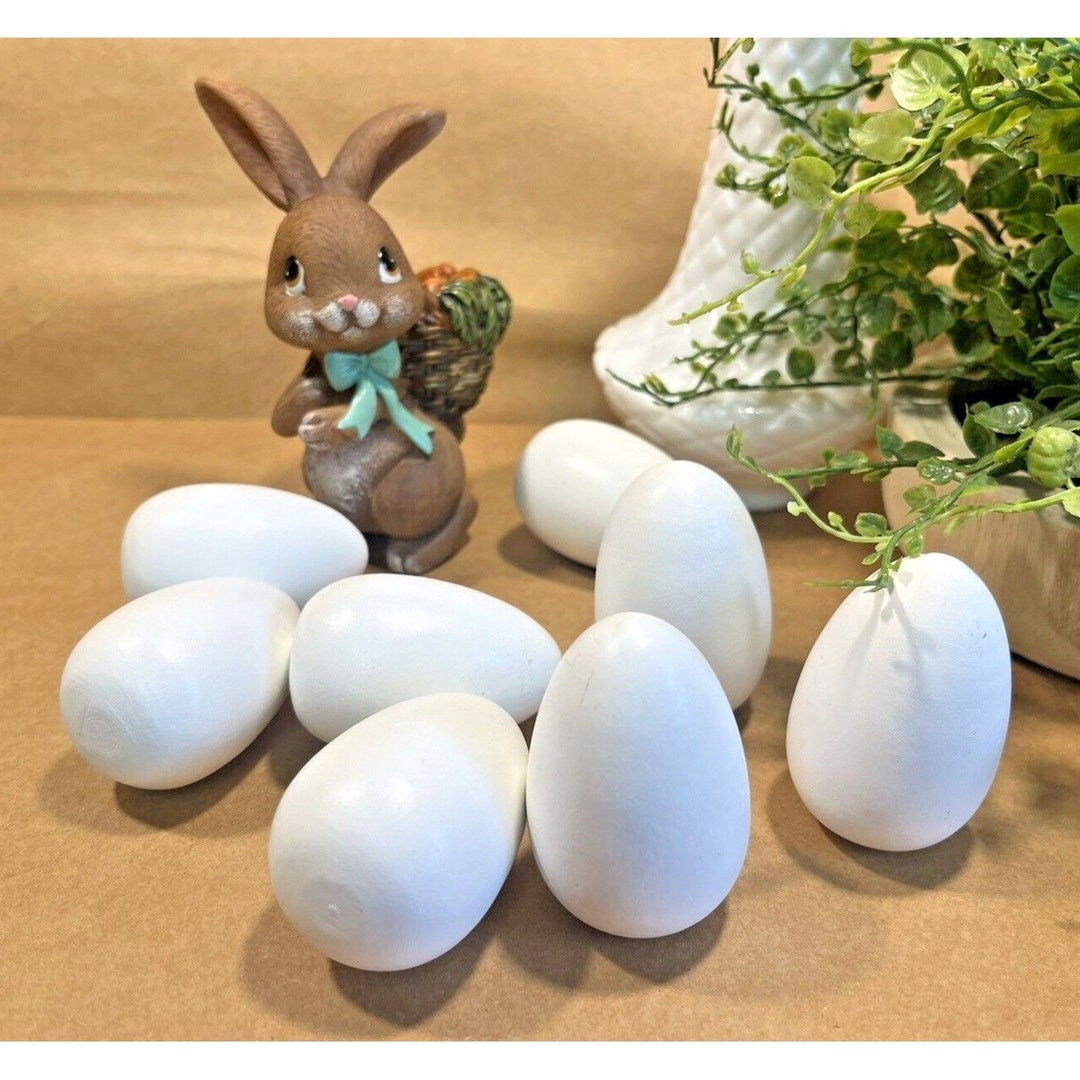Crafting Project- 8 Pc White Craft Eggs Wooden Blank Easter Eggs ...