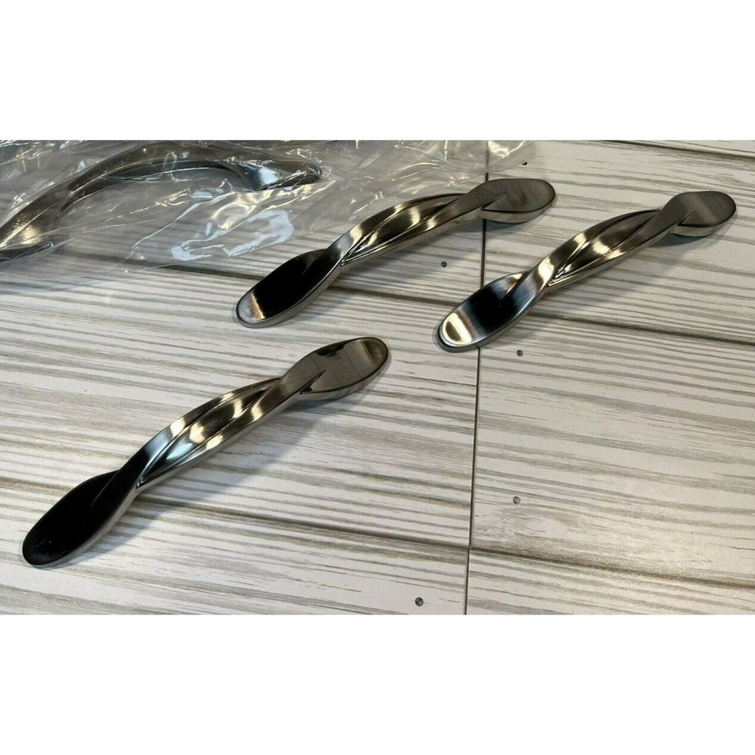 26 Braided 3 Hole Kitchen Cabinet Door Handles Pulls Hardware 4 L Satin ...