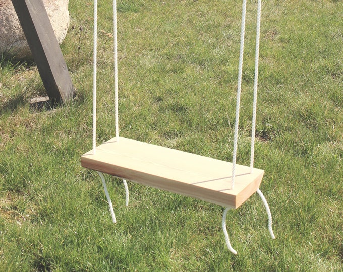 Long Double Wooden Swing for Couples, Wedding Swing With Jute Rope for ...
