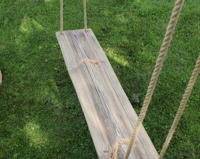 Long Double Wooden Swing for Couples, Wedding Swing With Jute Rope for ...