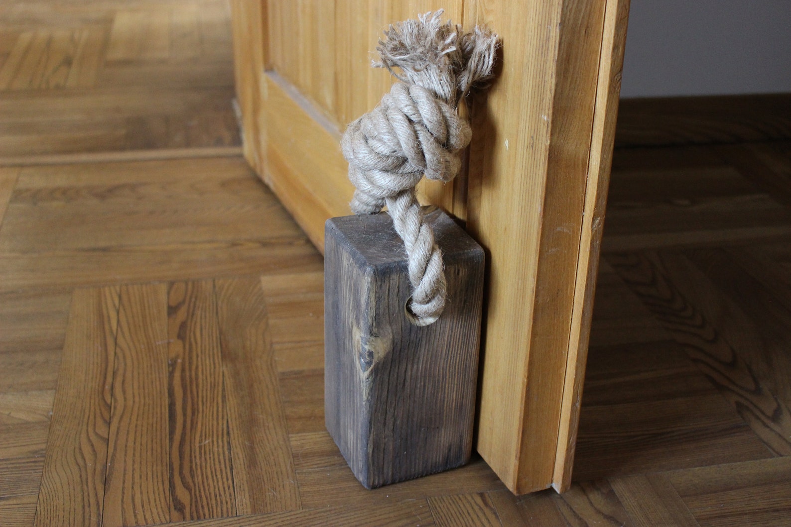 Pinewood Door Stop, Rustic Wood Wedding Anniversary Gift, Housewarming ...