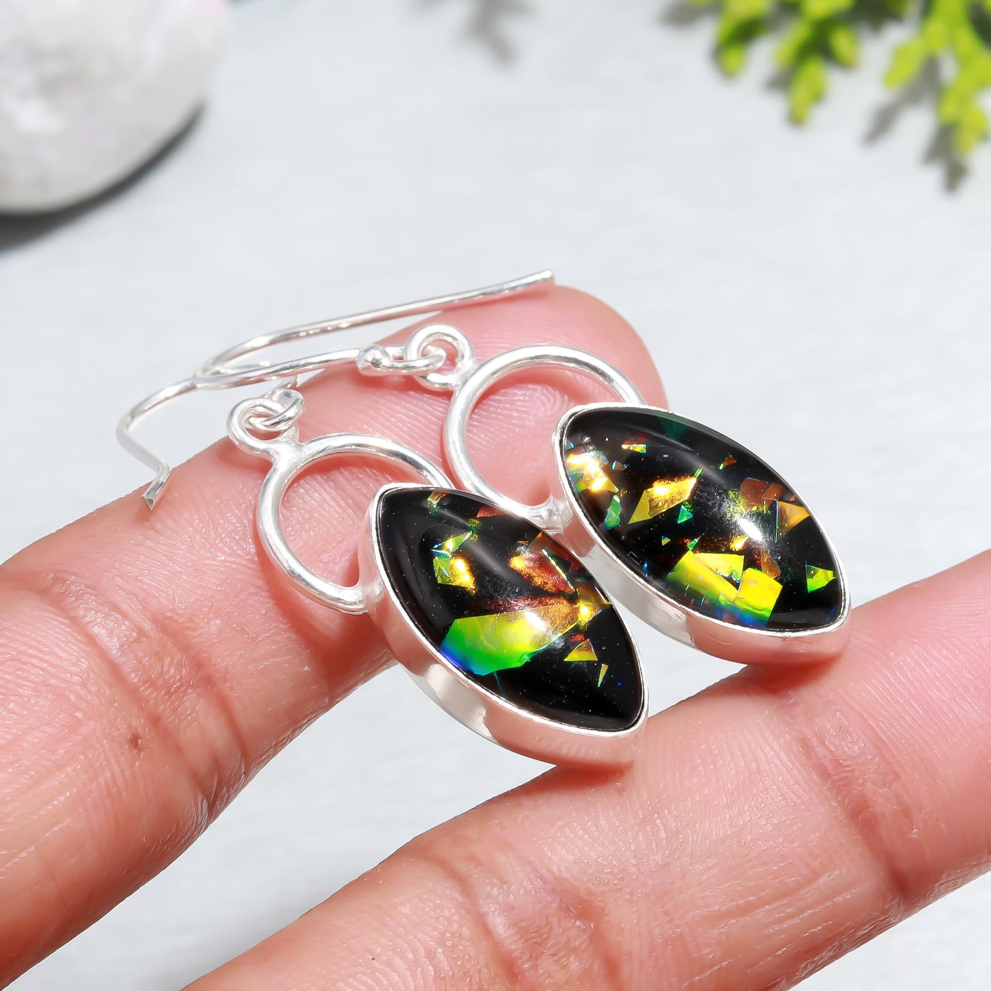 Black fire opal earrings store