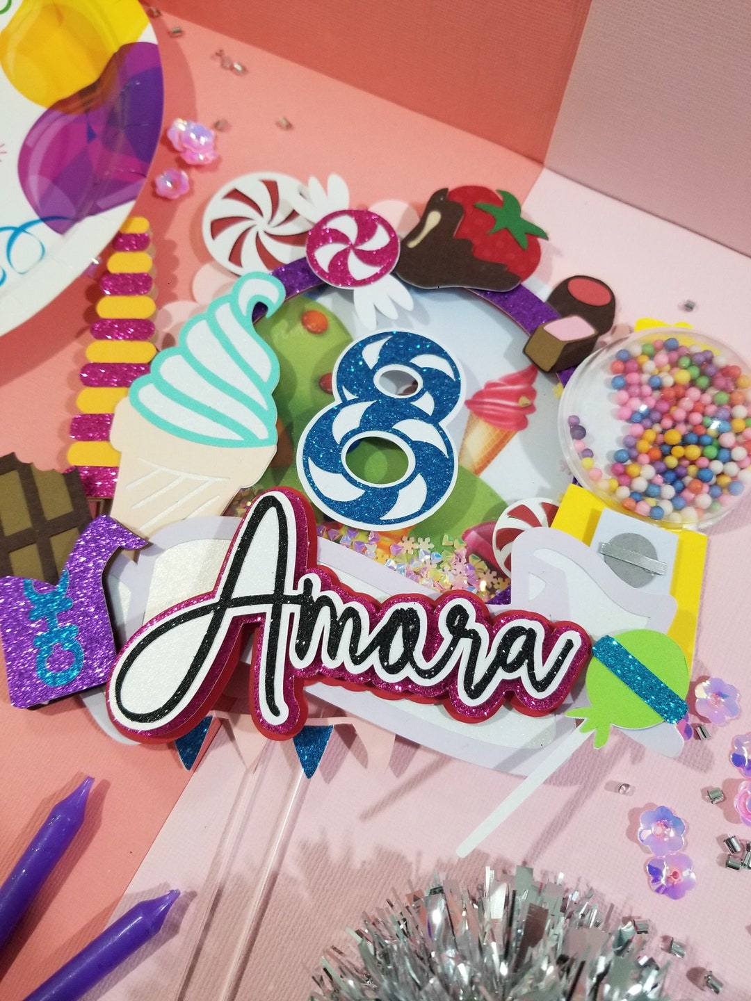 Candy Theme Cake Topper, Personalized Birthday Decor - Etsy