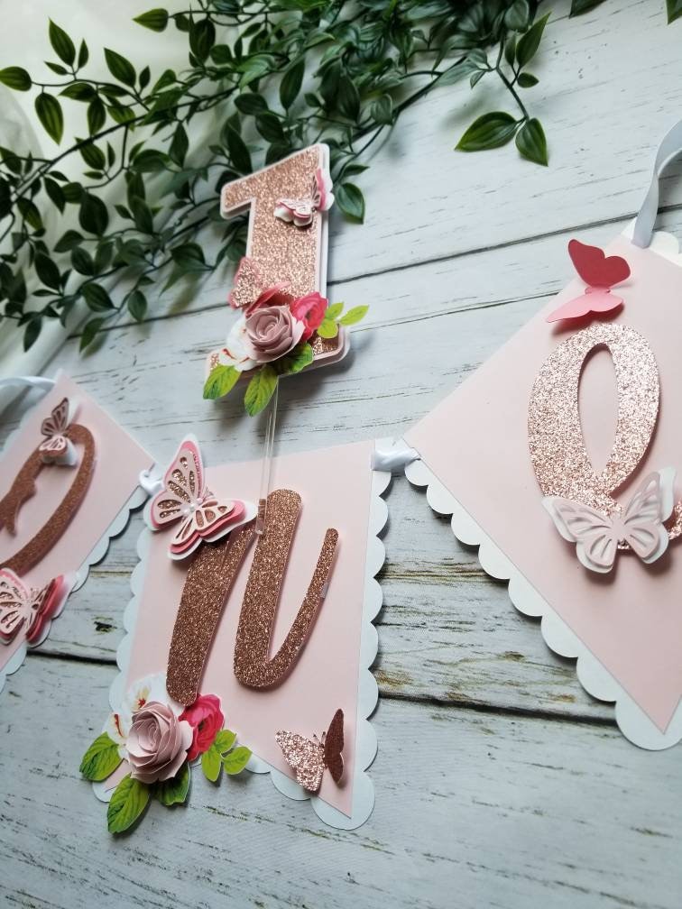 Butterfly Floral 1st Birthday Banner, High Chair Decor - Etsy