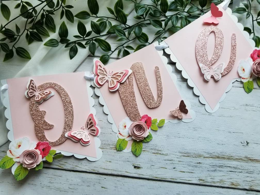 Butterfly Theme Banner, High Chair Banner, Butterfly Floral Banner ...