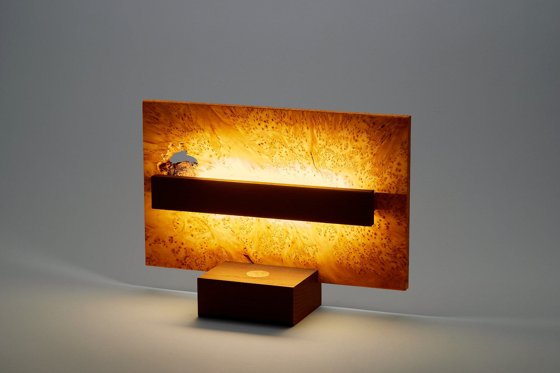 LED Table Lamp in Yellow Cedar Burl and Oak Modern and - Etsy