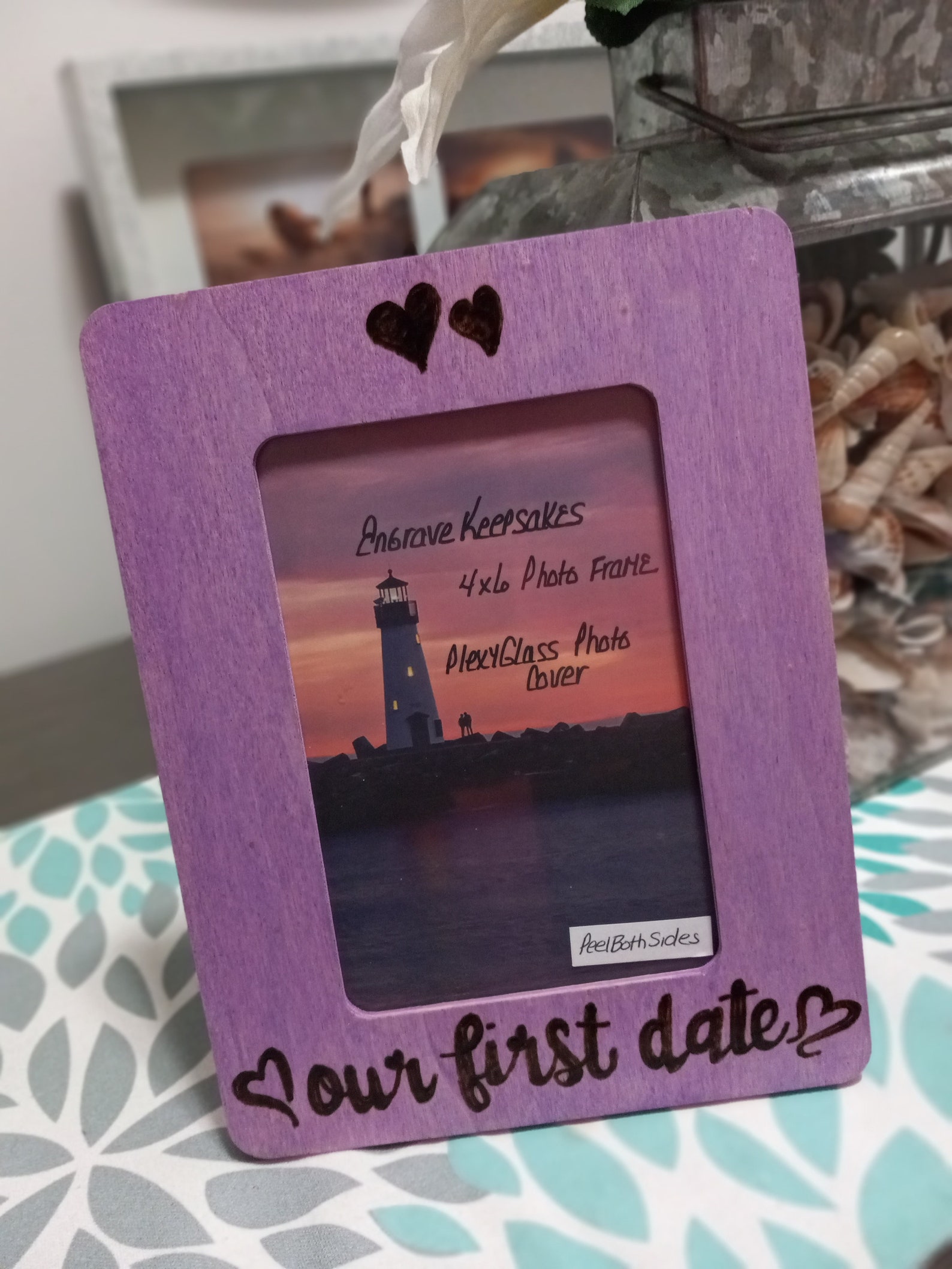Our First Date Engraved Wood 4x6 Picture Photo Frame / Freestanding ...