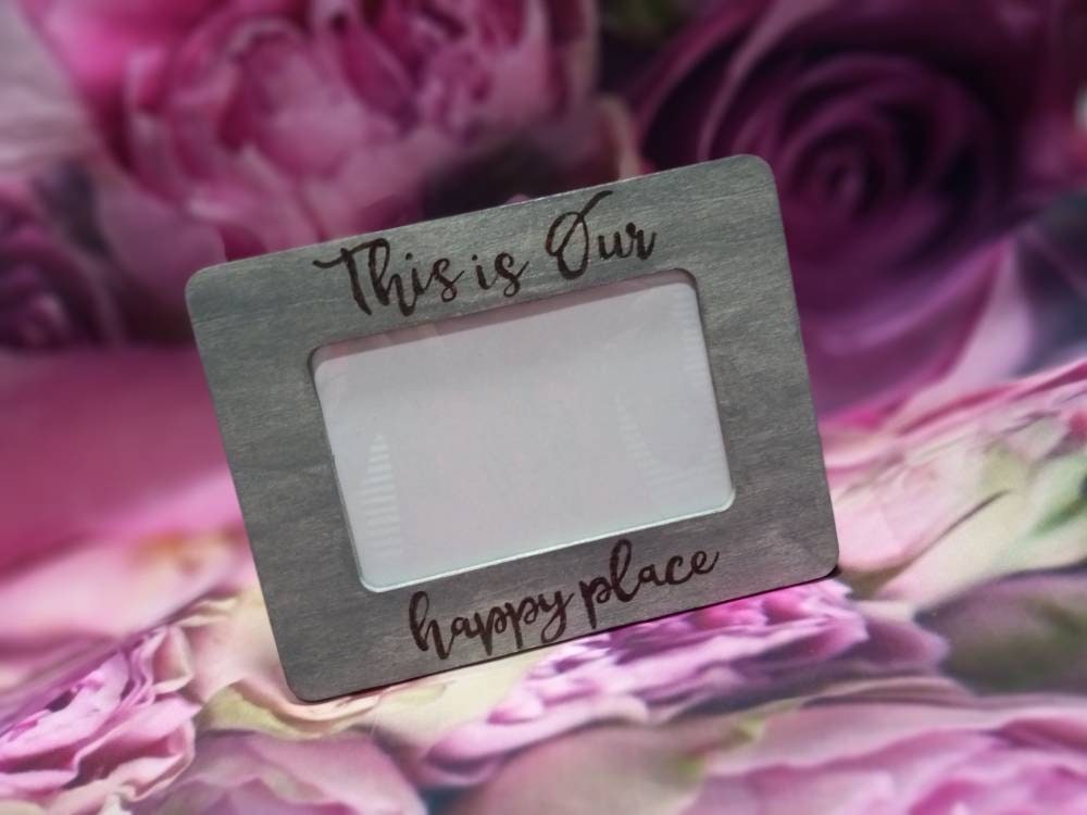 This is Our Happy Place Rustic Engraved Wood 4 X 6 Picture Photo Frame ...