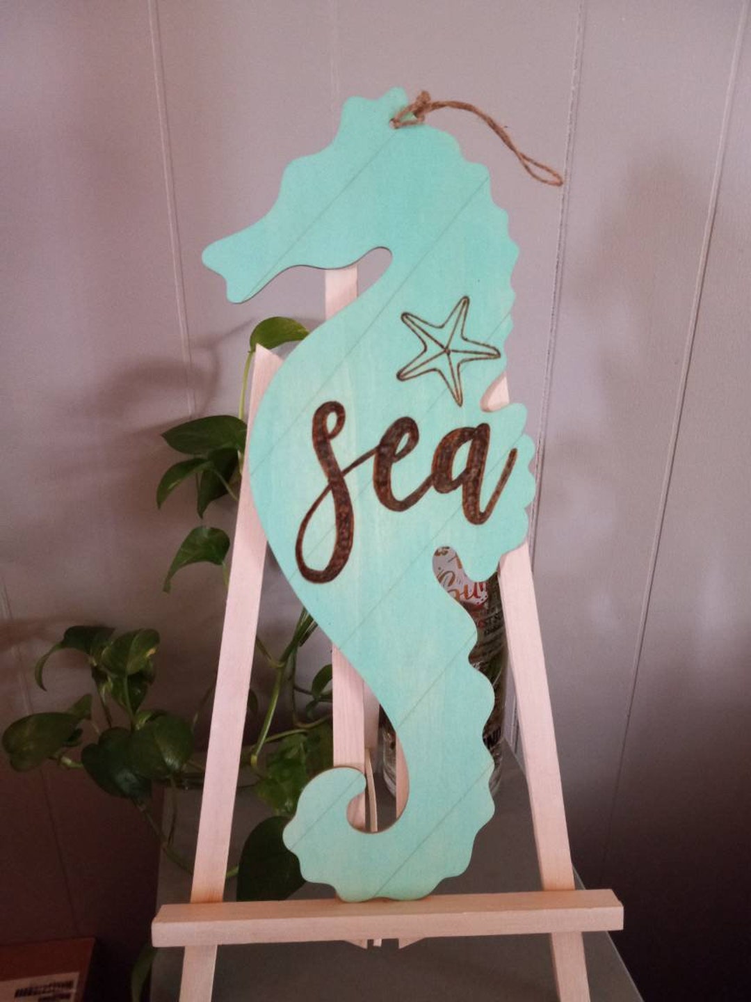 15 5/8 Keywest Seahorse Sea Starfish Engraved Wood Sign / Beach Theme ...