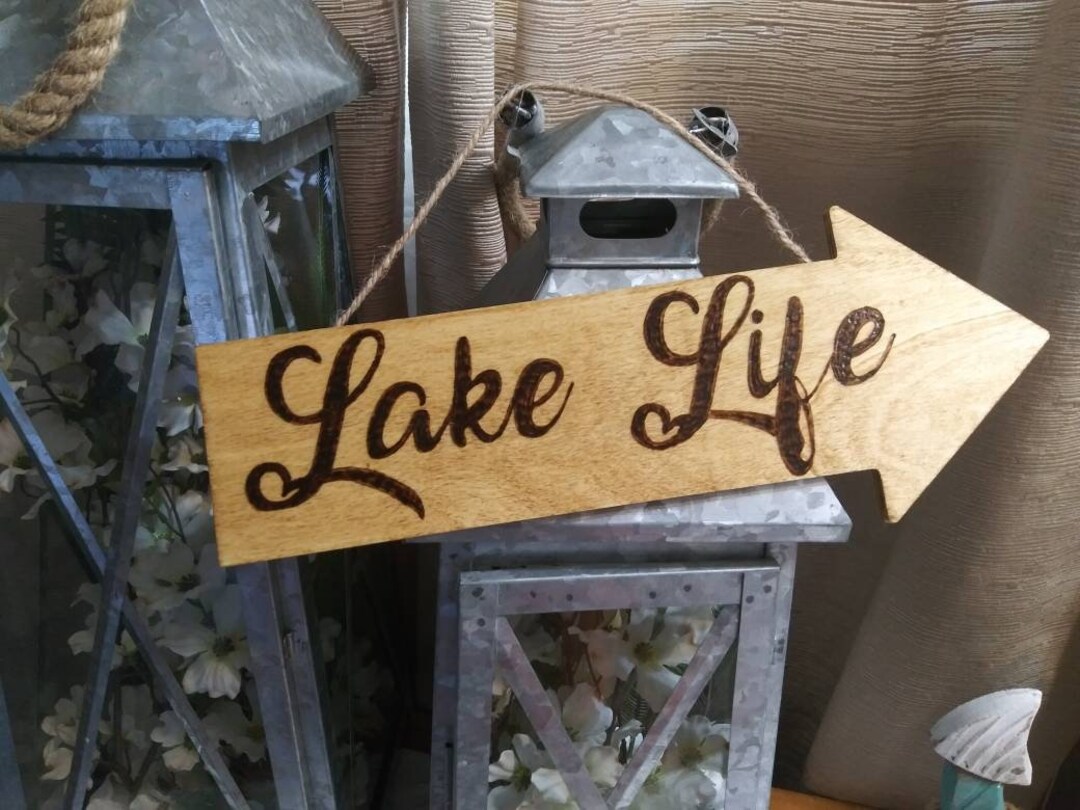 Ready to Ship Lake Life Arrow Wood Sign /lake House Sign / Coastal ...