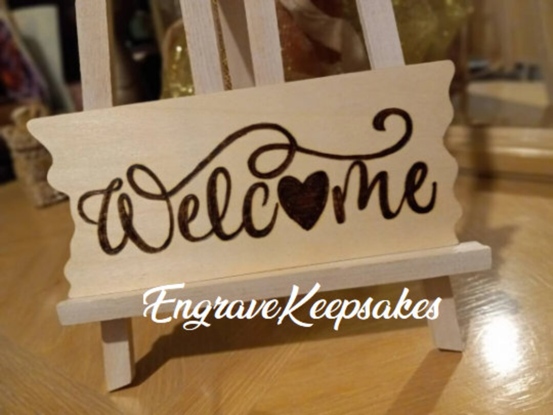 8 3/4 Welcome Wood Engraved Hanging Sign - Etsy