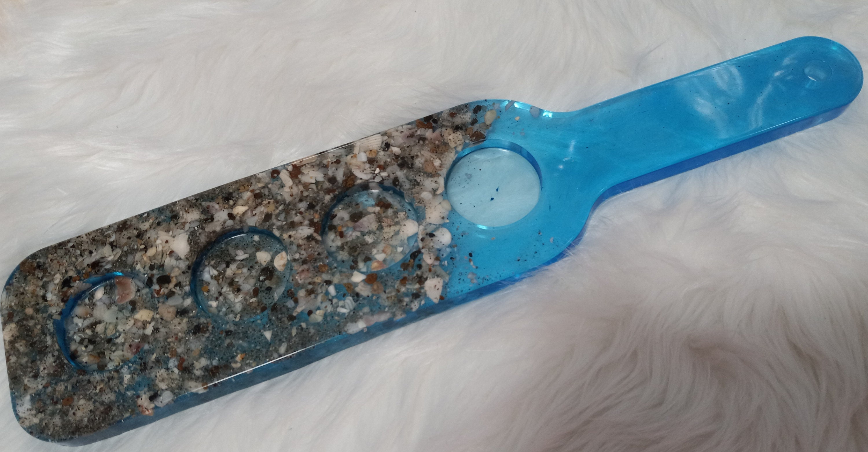 13" Deep Sea Seashell Resin Art Paddle Shaped Shot Glass Holder - Beach ...