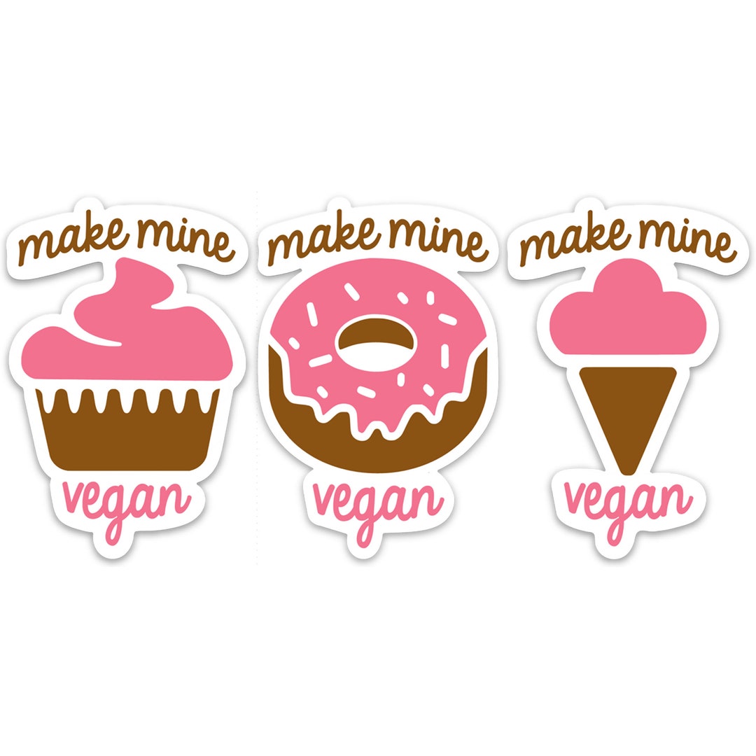 VEGAN SWEETS STICKERS - Die Cut Decals - Set of Three - Water Bottle ...
