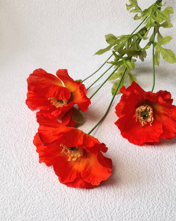 Artificial Poppy Artificial Flowers Orange Poppy Red - Etsy UK