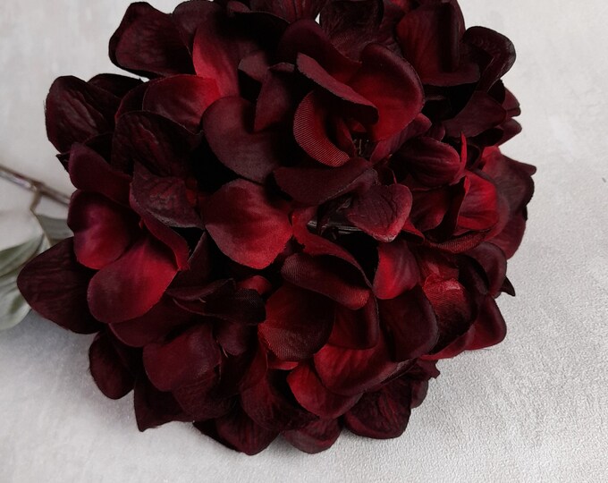 Artificial Hydrangea, Red Hydrangea, Hydrangea Home Decor, Dark Red ...