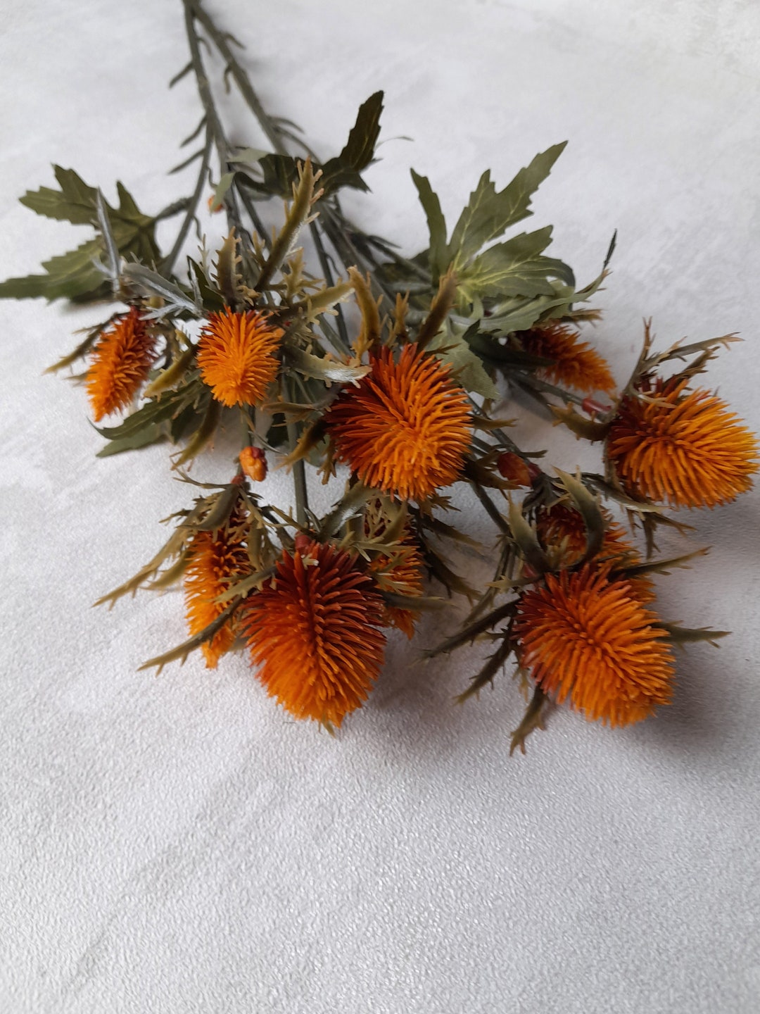 Sea Holly, Artificial Thistle, Orange Sea Holly, Thistle Bouquet ...
