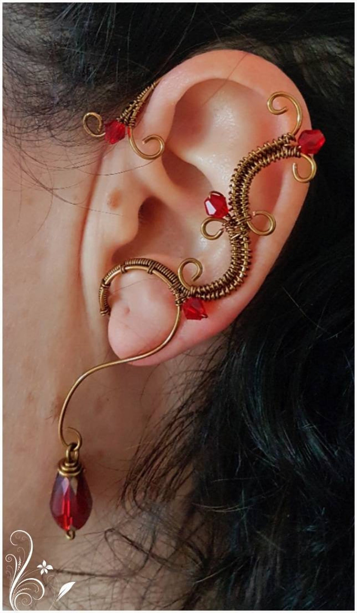 Dangling Ear Cuffs Non Pierced Long Ear Cuff Elven Elf | Etsy