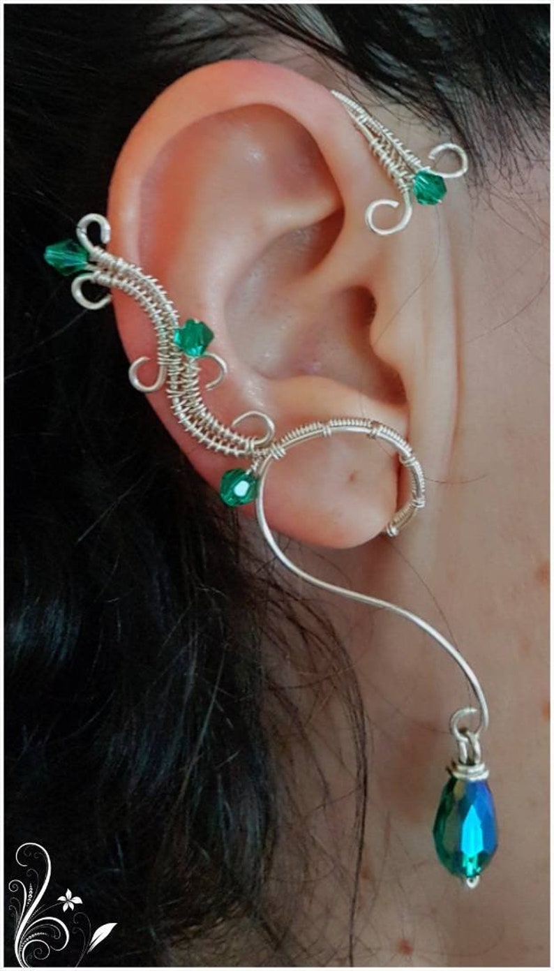 Dangling Ear Cuffs Non Pierced Long Ear Cuff Elven Elf | Etsy