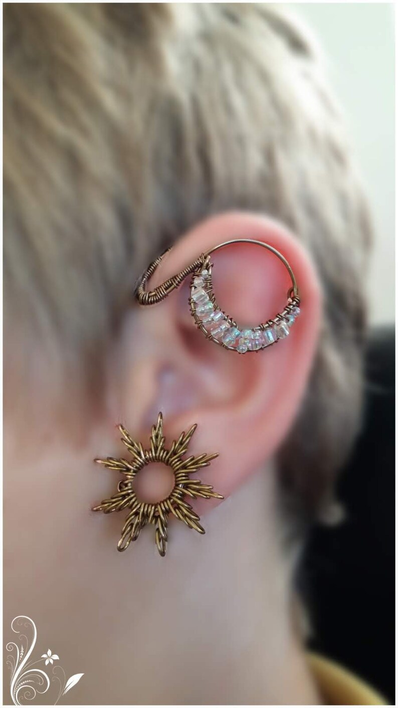 Sun and Moonno Piercing Earrings Ear Wrap Fantasy Ear Cuff - Etsy