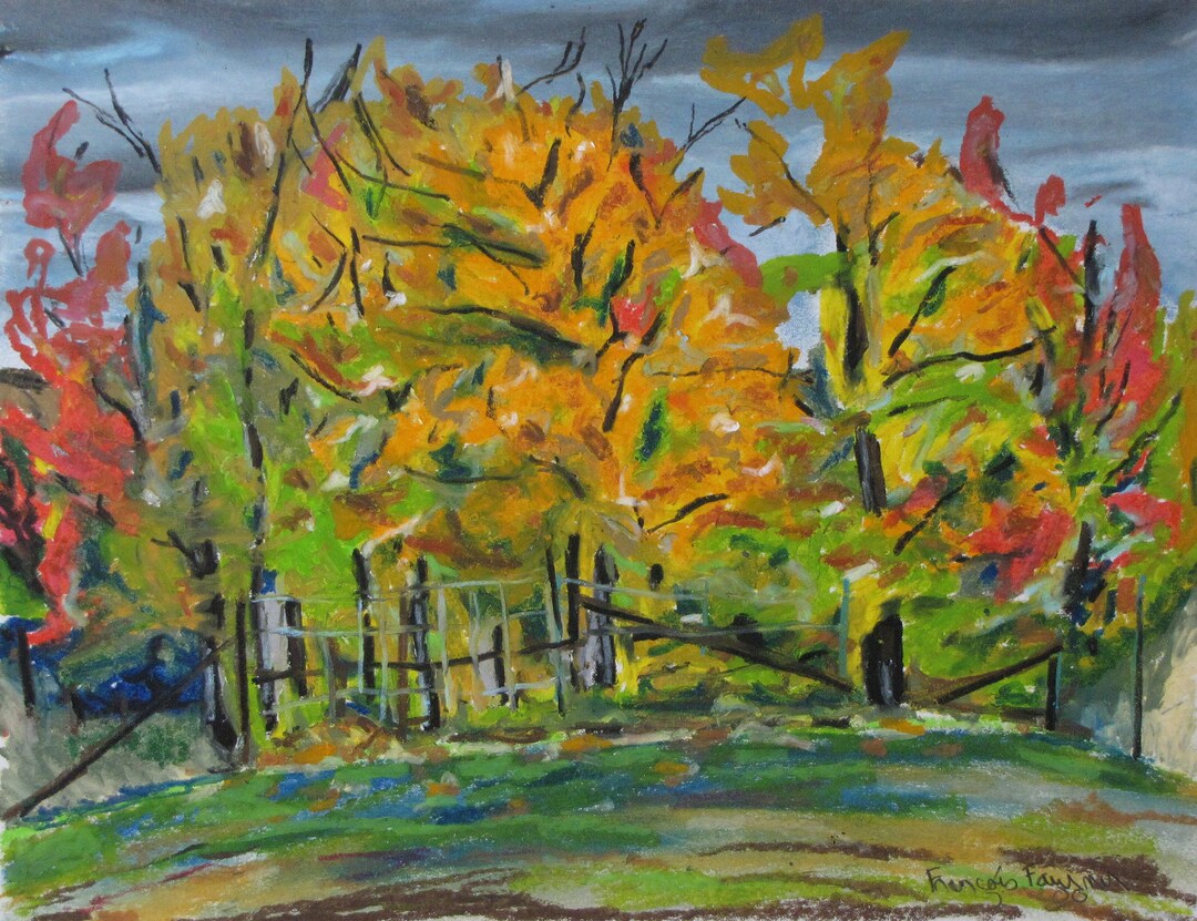 Landscape Painting, Tree Painting, Oil Pastel Painting, Outdoor ...