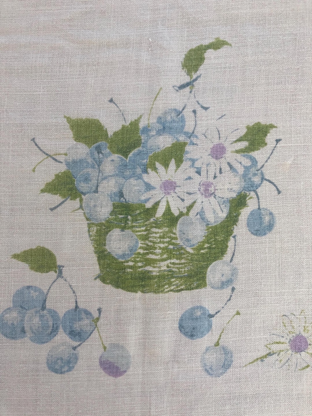 Vintage 60x78 1950s Luther Travis Linen Rectangular Tablecloth ...