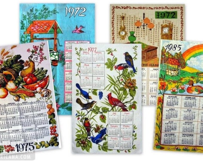 Vintage Calendar Wall Hanging or Tea Towel Multiple Years to Choose ...