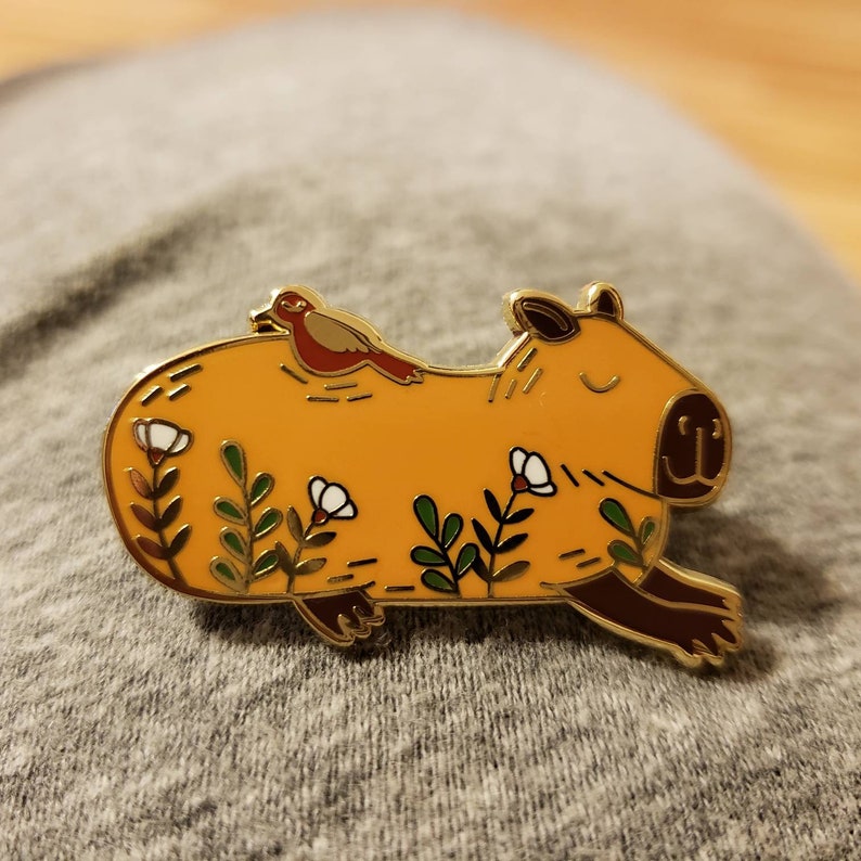 Sleepy Capybara Enamel Pin - Etsy