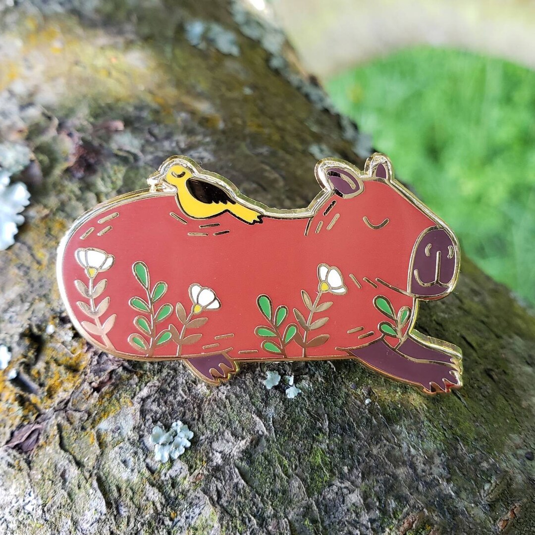 Sleepy Capybara Enamel Pin - Etsy
