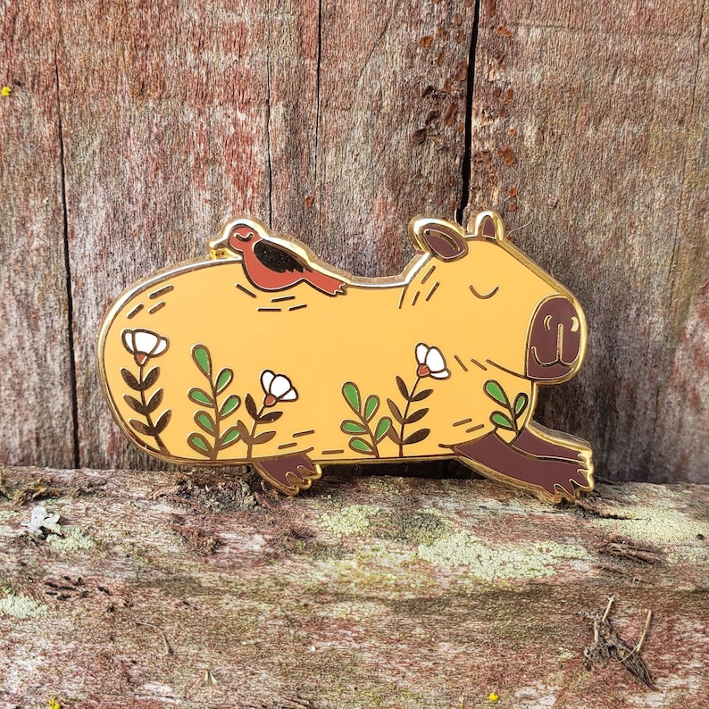 Sleepy Capybara Enamel Pin - Etsy