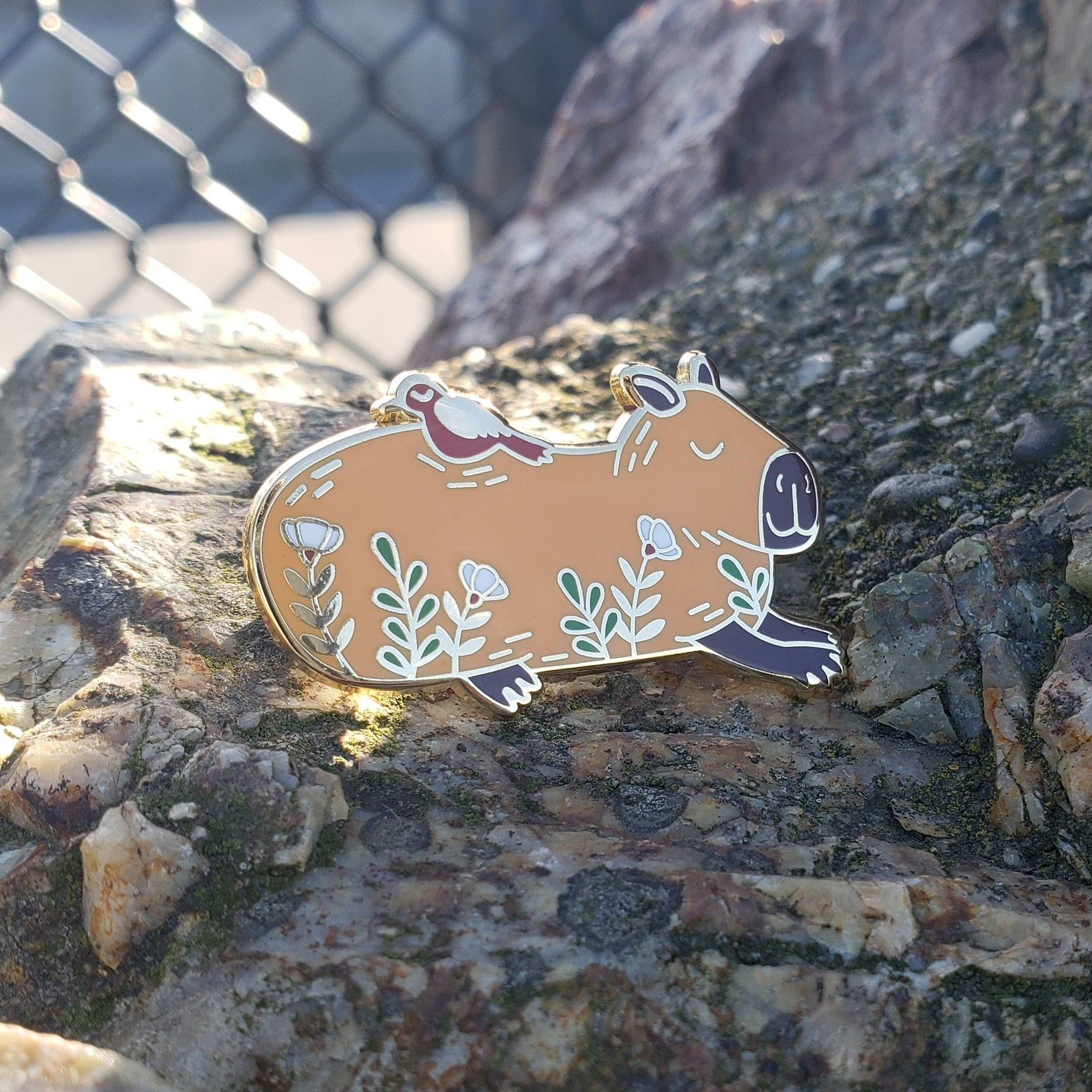 Sleepy Capybara Enamel Pin - Etsy