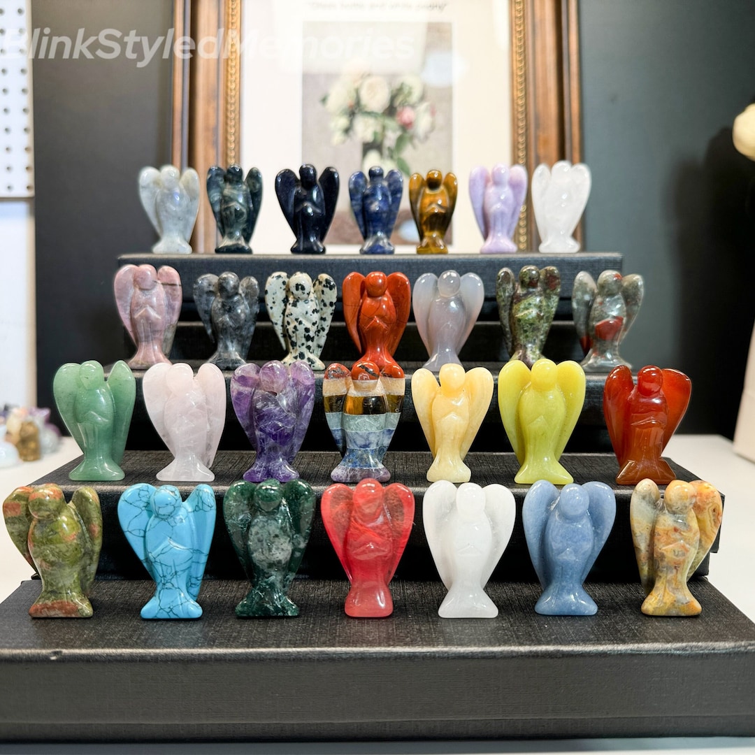 1.5 Inches Crystal Angel Carving, Natural Gemstone Angel, Rose Quartz ...