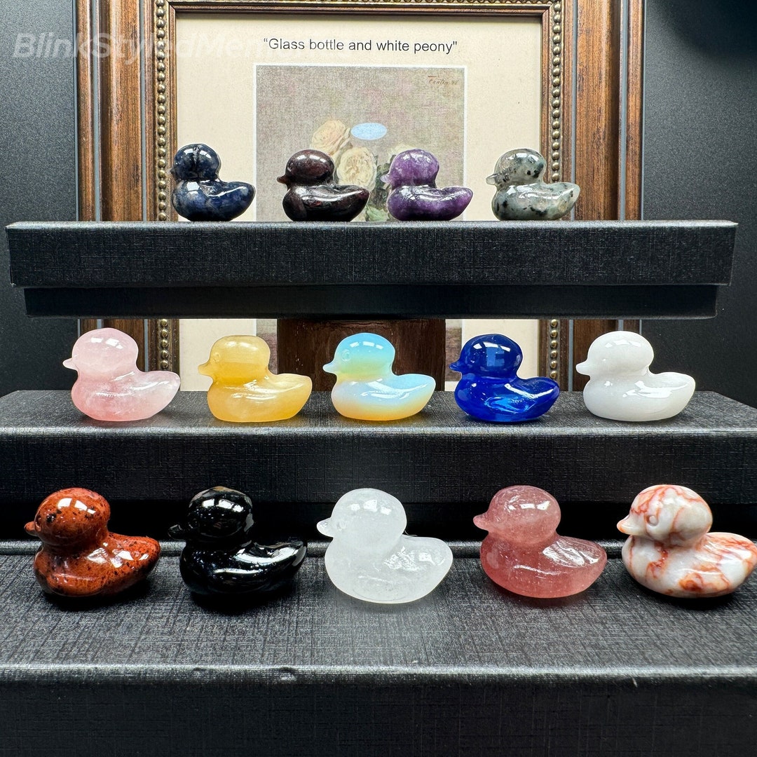 3cm Mini Crystal Cute Duck, Gemstone Duck, Rose Quartz/clear Quartz ...