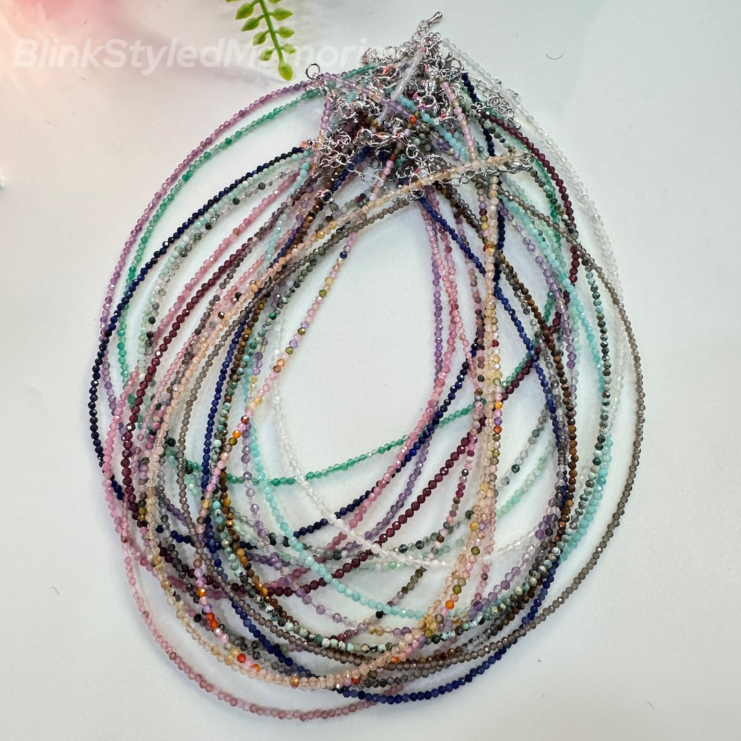 Handmade Faceted Crystal Bead Necklace: Stainless Steel Healing Choker ...