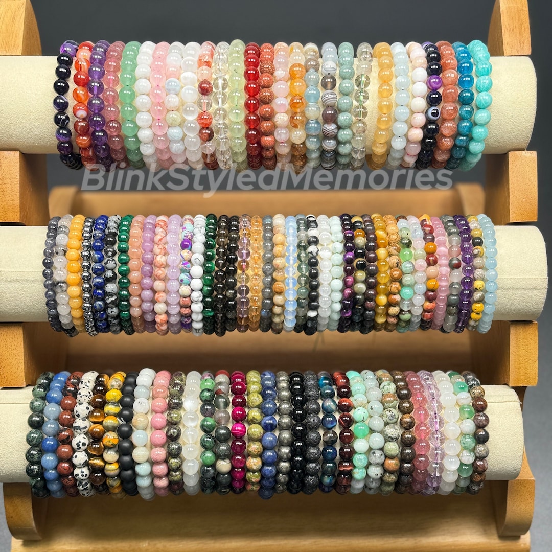 70 Kinds of Crystal Beads Bracelet, 6mm 8mm 10mm Handmade Gemstone ...