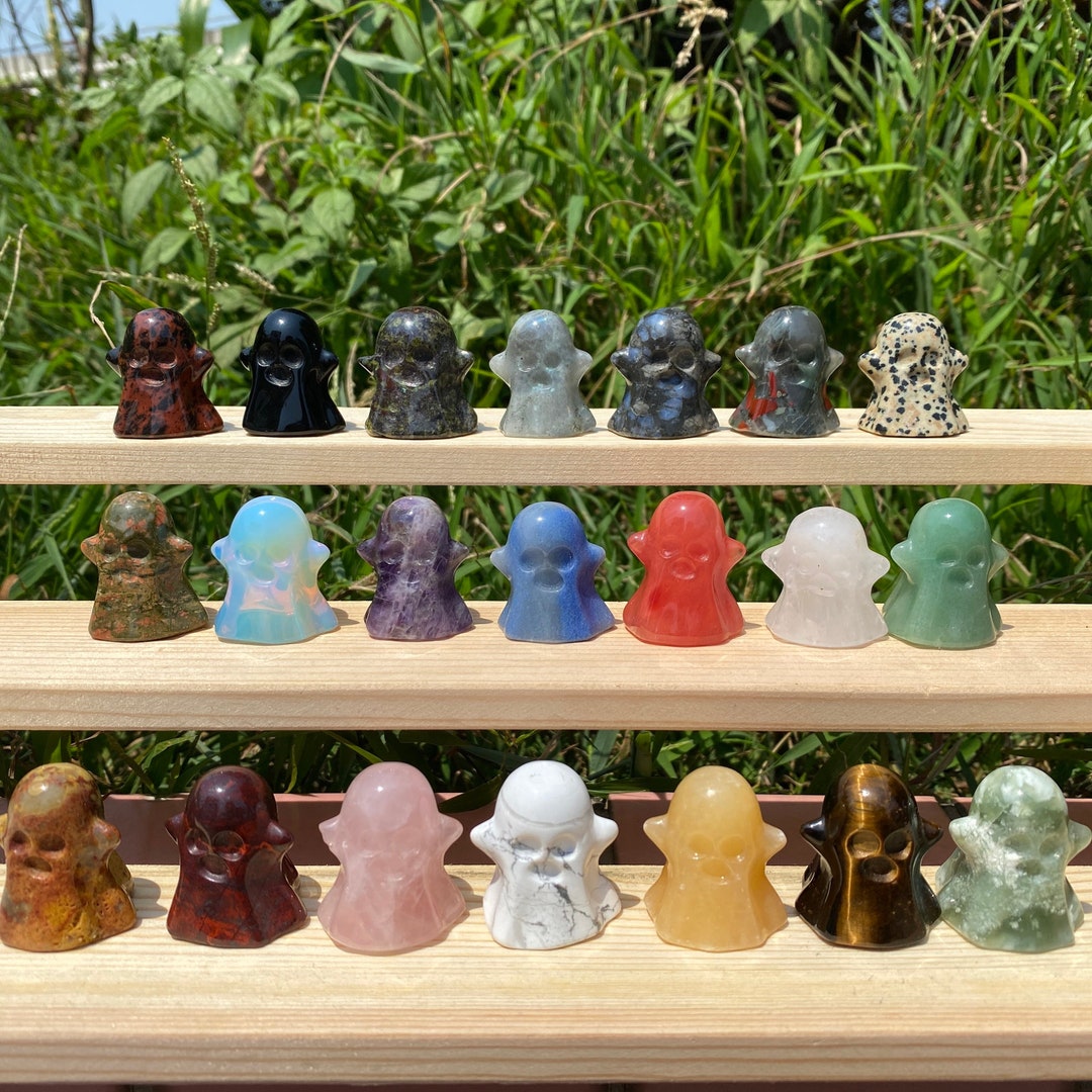 Crystal Ghost Carving, Crystal Ghost Figurine, Gemstone Ghost Skull ...