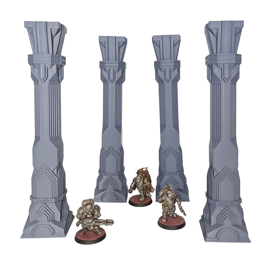 Ruined Pillars Terrain Set – 4x 190mm Stone Columns for 28/32mm ...
