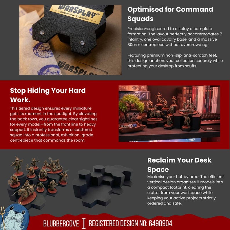 Warsplay Hero Miniature Display Stand, Tiered Wargaming Desk Organizer ...