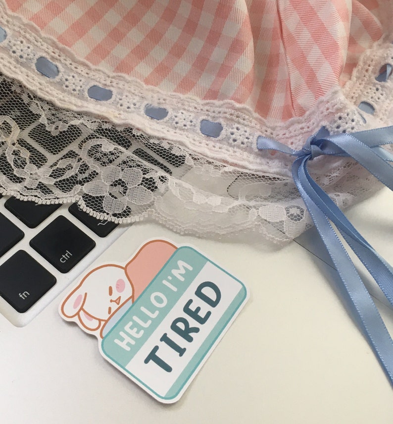 Hello I'm Tired Die-cut Sticker/sleeping Bunny Vinyl Sticker/mental ...