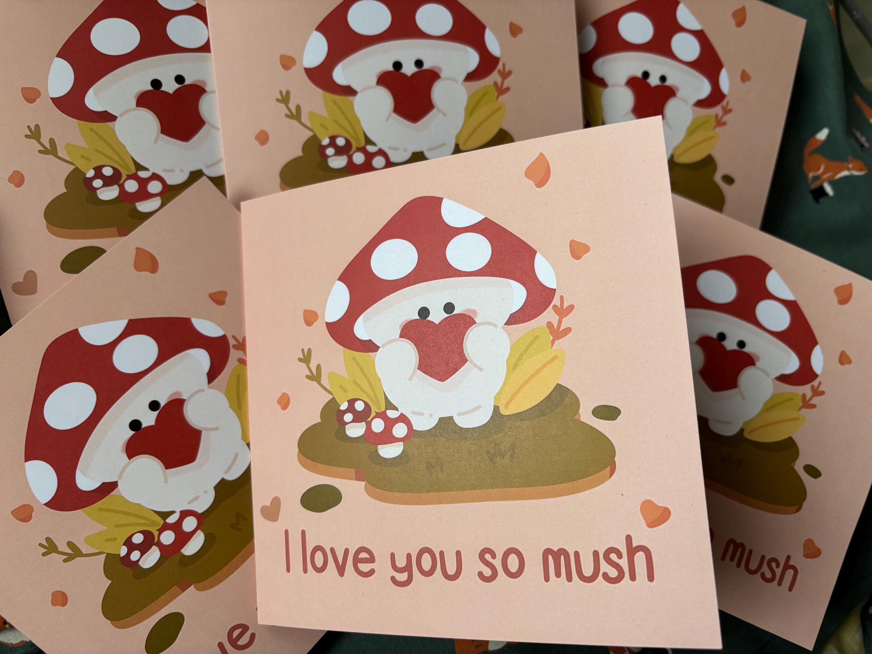 Cute Mushroom Valentines Day Greeting Card Gift for Her Wedding Couples ...