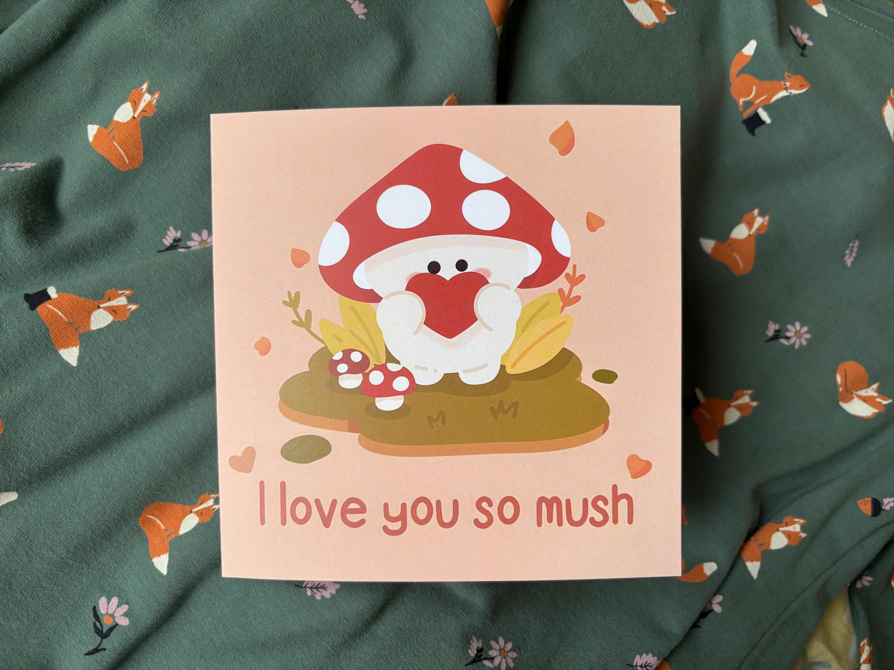 Cute Mushroom Valentines Day Greeting Card Gift for Her Wedding Couples ...