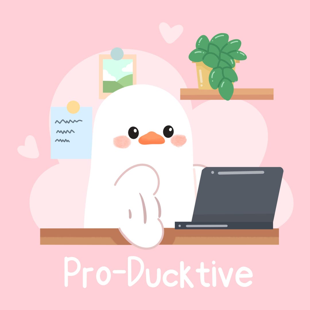 Cute Duck Productive Pink Greeting Card Silly Goose Work Motivation ...